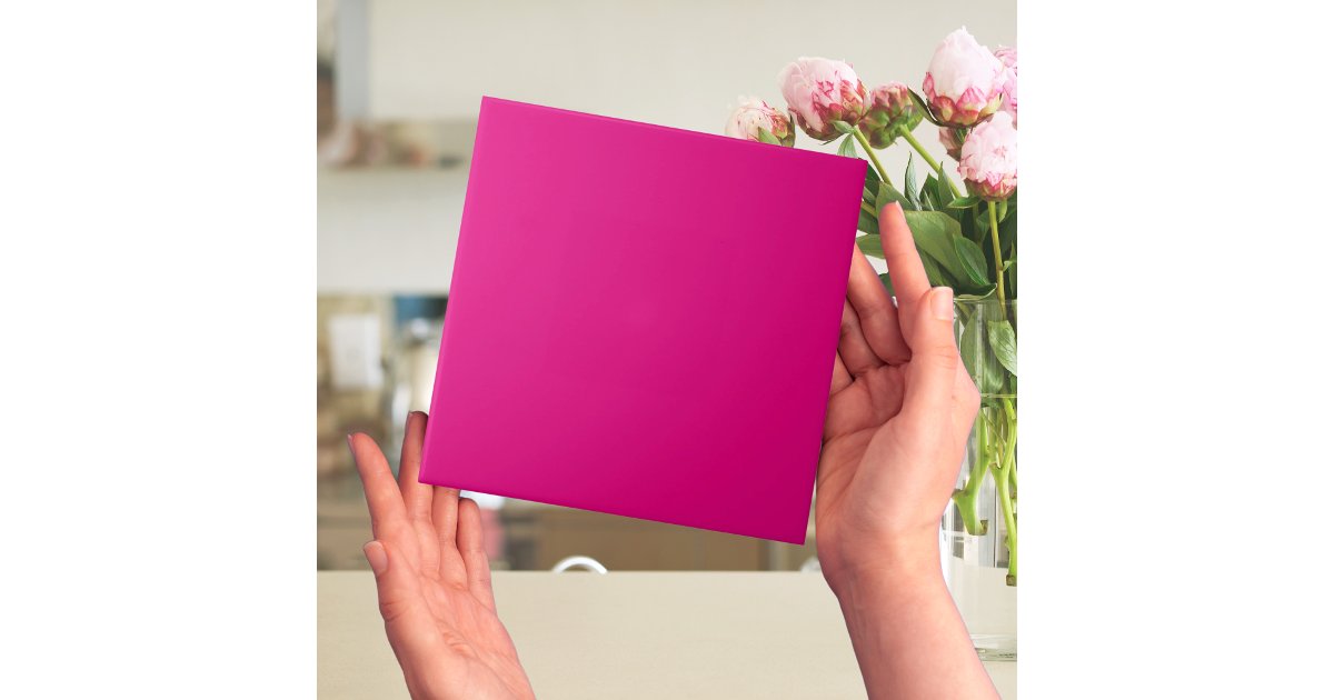 Mexican Fuchsia Plain bright Pink Ceramic Tile | Zazzle