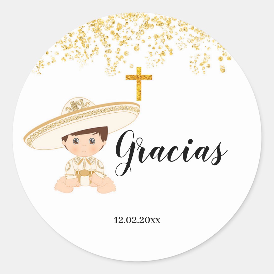 Mexican Gold Charro Baptism Sticker | Zazzle