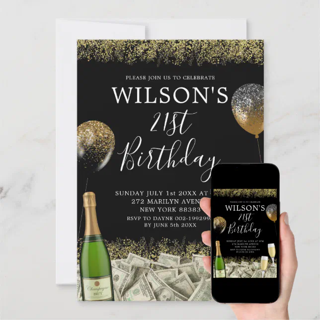 Mexican Gold Money Party 21st Birthday Invitation | Zazzle