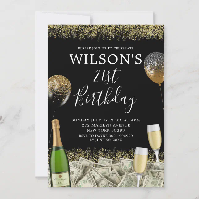 Mexican Gold Money Party 21st Birthday Invitation | Zazzle