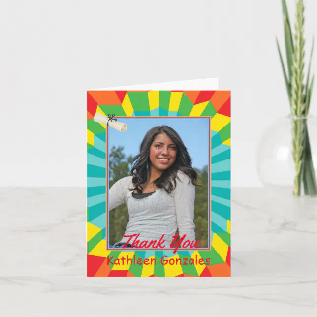 Mexican Graduation Thank You Card with Vibrant Col | Zazzle