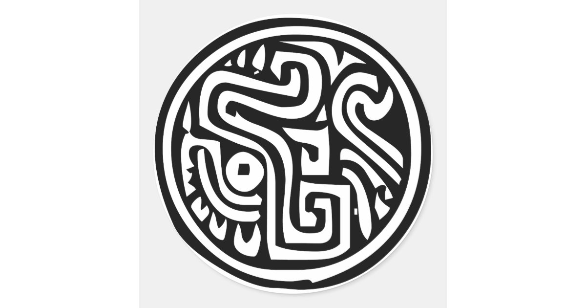 Mexican hieroglyph(Maya) Classic Round Sticker | Zazzle