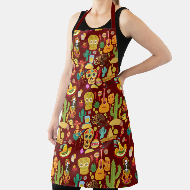 Mexican Icons Pattern Apron | Zazzle