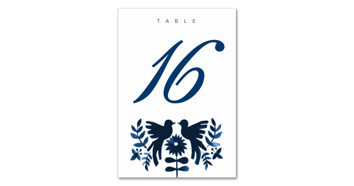 Mexican Otomi Themed Table Card - Navy | Zazzle