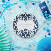 Mexican Otomi Themed Wedding Cake Plates - Navy | Zazzle