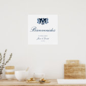 Mexican Otomi Welcome Poster - Navy | Zazzle