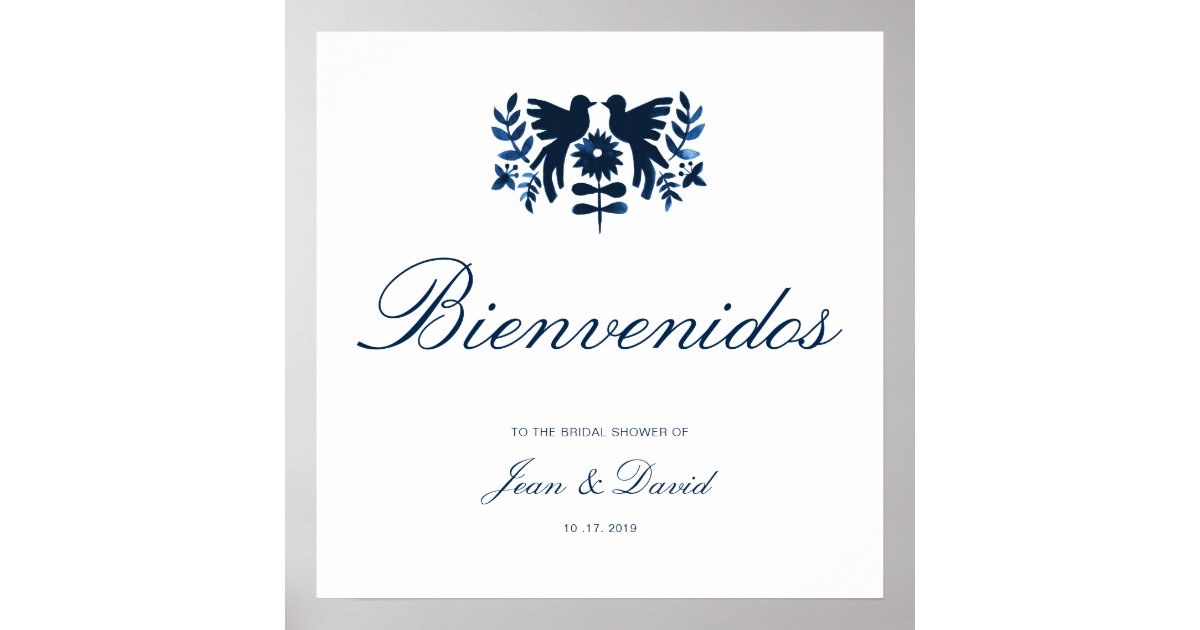 Mexican Otomi Welcome Poster - Navy | Zazzle