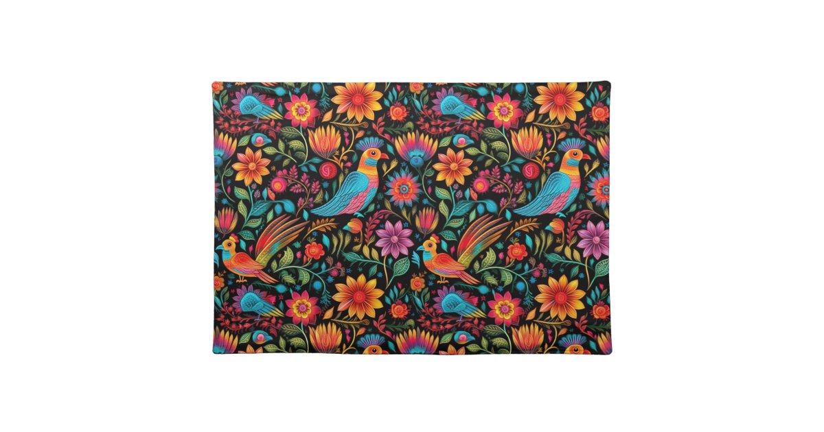 Mexican pattern script name cloth placemat | Zazzle