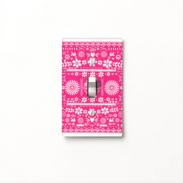 Mexican Picado Hot Pink Cut Paper Spanish Light Switch Cover | Zazzle