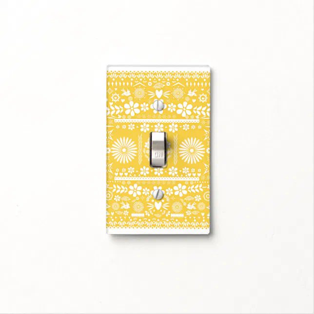 Mexican Picado Yellow Cut Papel Paper Spanish Light Switch Cover | Zazzle