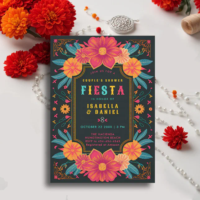 Mexican Rancho Fiesta Coed Wedding Couple Shower Invitation | Zazzle