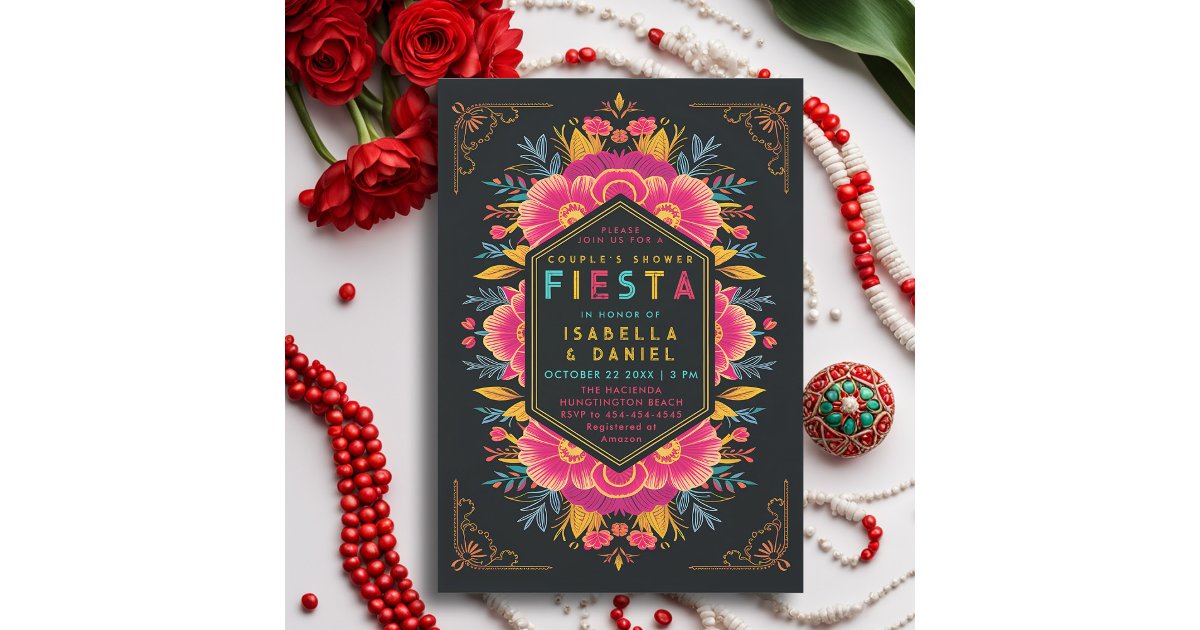 Mexican Rancho Fiesta Modern Wedding Couple Shower Invitation | Zazzle