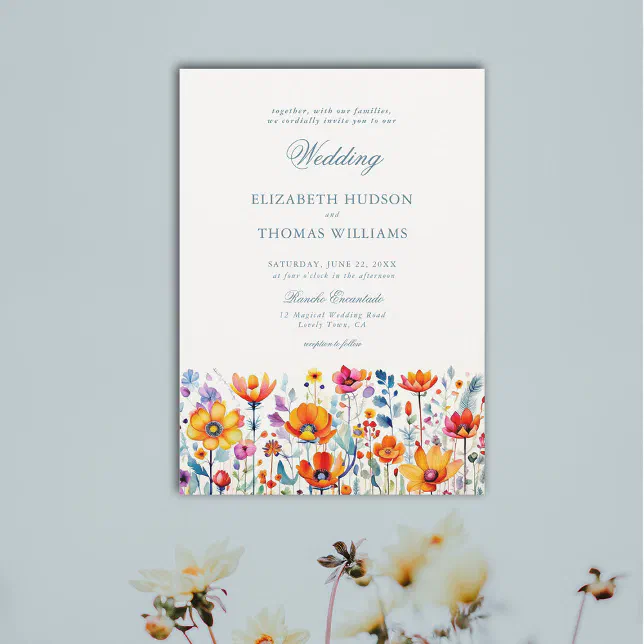 Mexican Rancho Floral Watercolor Elegant Wedding Invitation | Zazzle