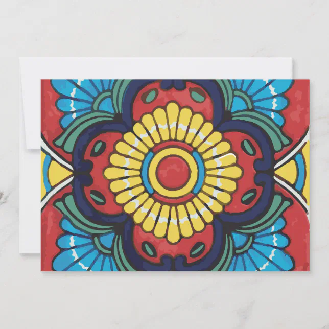 Mexican red talavera tile invitation | Zazzle