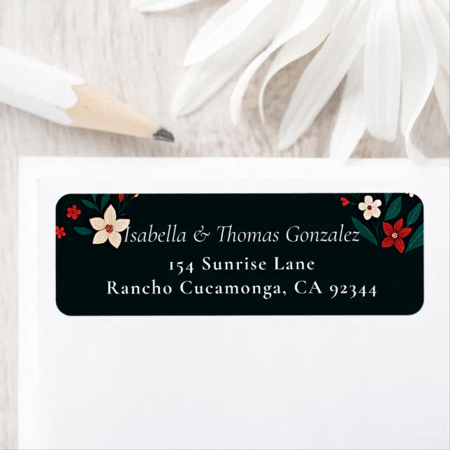 Mexican Rustic Elegant Christmas Return Address Label | Zazzle