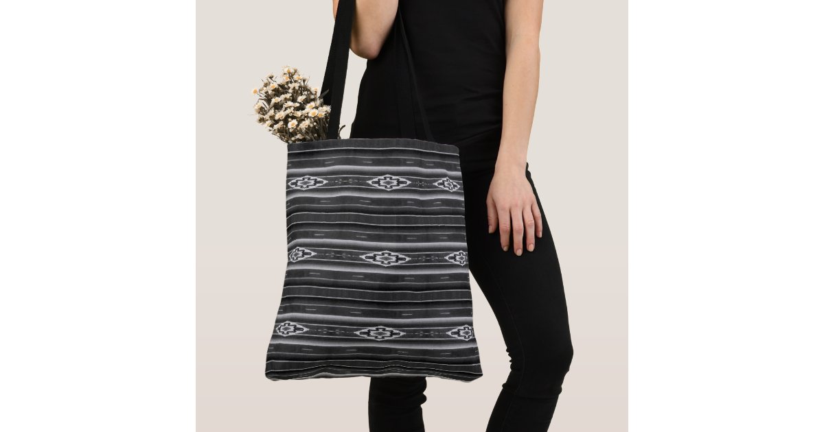 Mexican Sarape Pattern in shades of Gray Tote Bag | Zazzle