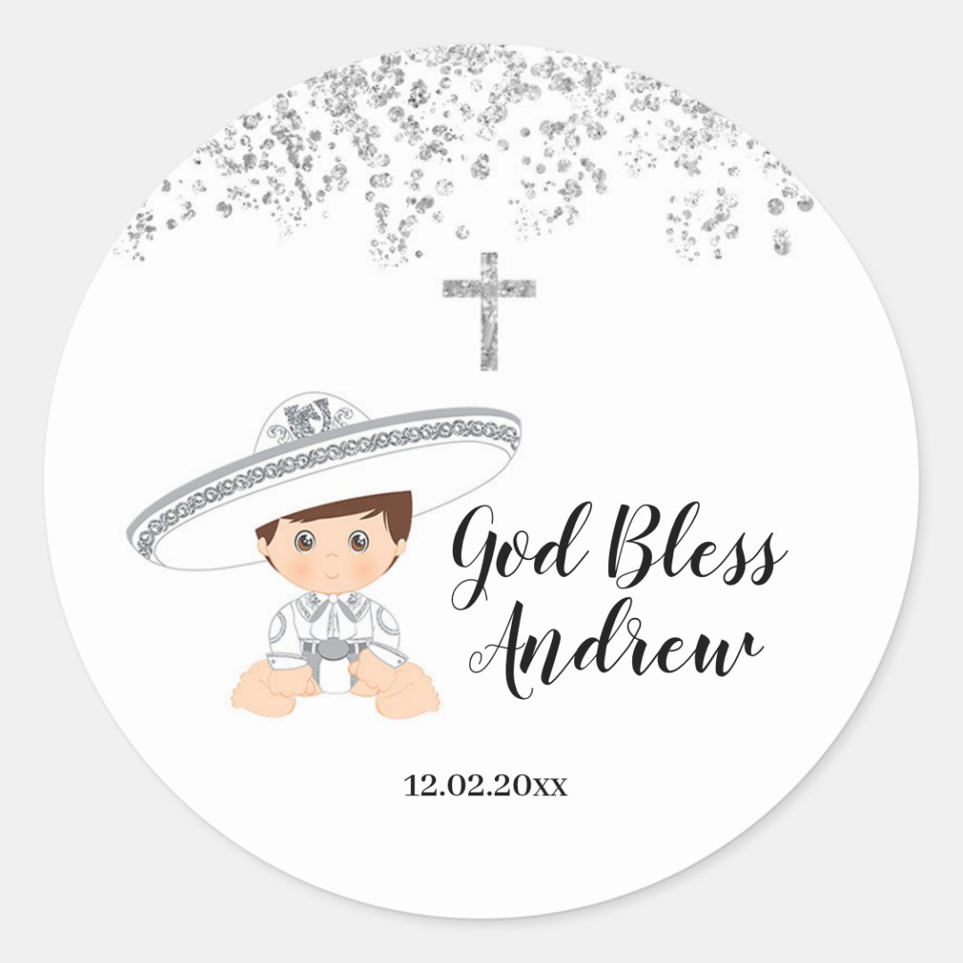Mexican Silver Charro Baptism Sticker | Zazzle