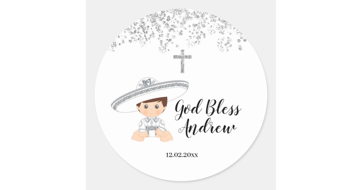 Mexican Silver Charro Baptism Sticker | Zazzle