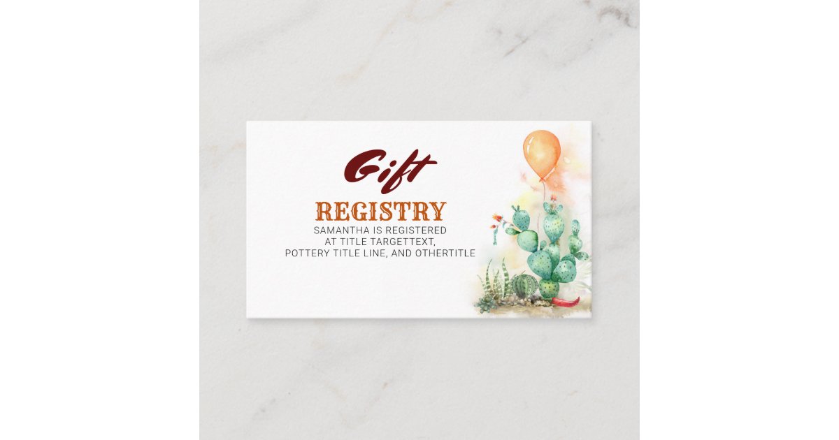 Mexican Style Gift Registry Card | Zazzle