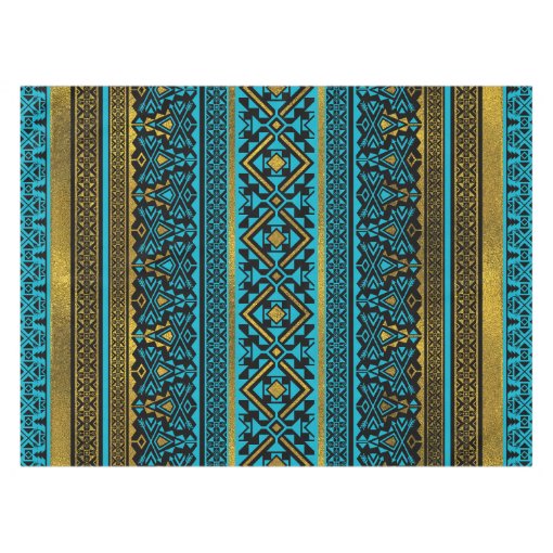 Mexican Style pattern - black, teal and gold Tablecloth | Zazzle