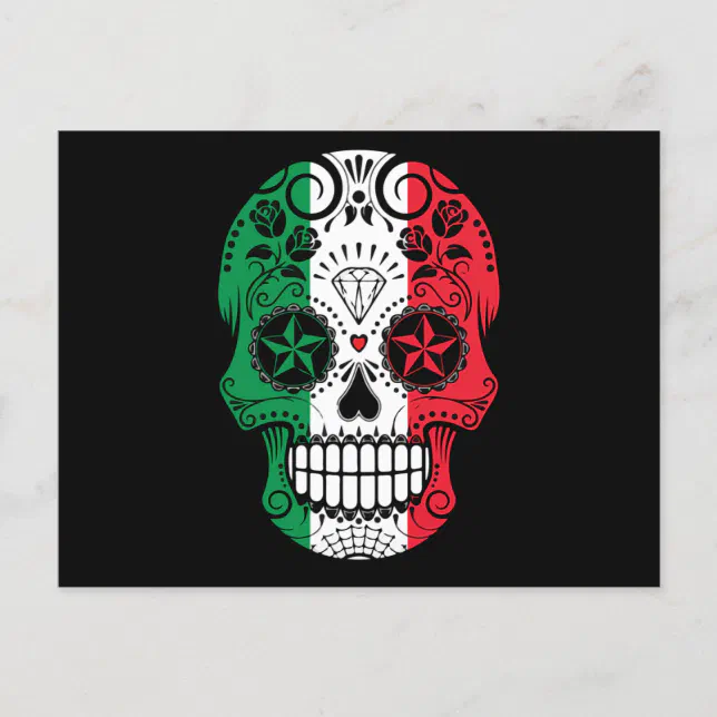 Mexican Sugar Skull, Cinco De Mayo Skull Postcard | Zazzle