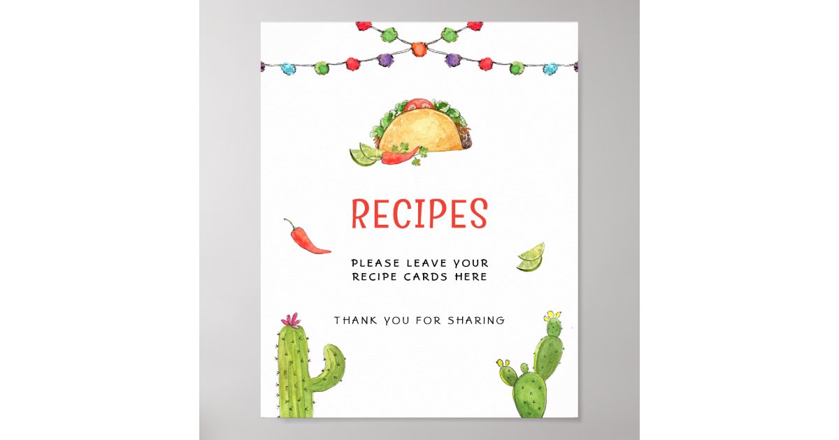 Mexican Taco Recipe Card table sign | Zazzle