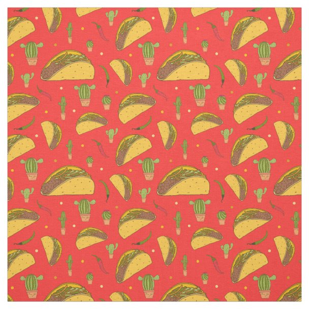 Yummy Taco Pattern Fabric | Zazzle