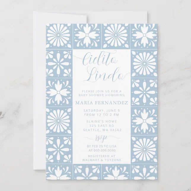 Mexican Talavera Blue Cielito Lindo Baby Shower Invitation | Zazzle