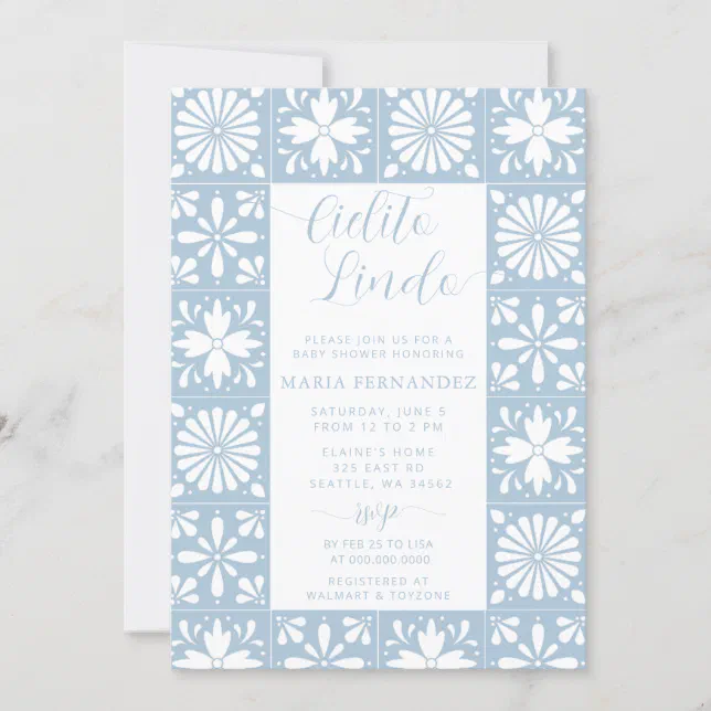 Mexican Talavera Blue Cielito Lindo Baby Shower Invitation | Zazzle