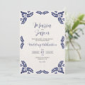 Mexican Talavera Blue Floral Minimalist Wedding Invitation | Zazzle