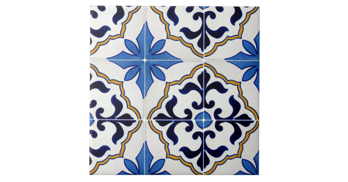 Mexican Talavera Blue Pattern Ceramic Photo Tile | Zazzle
