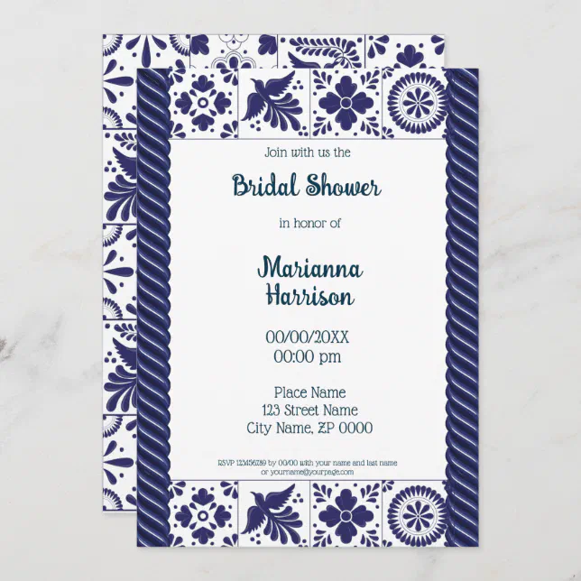 Mexican Talavera Design Bridal Shower Invitation | Zazzle