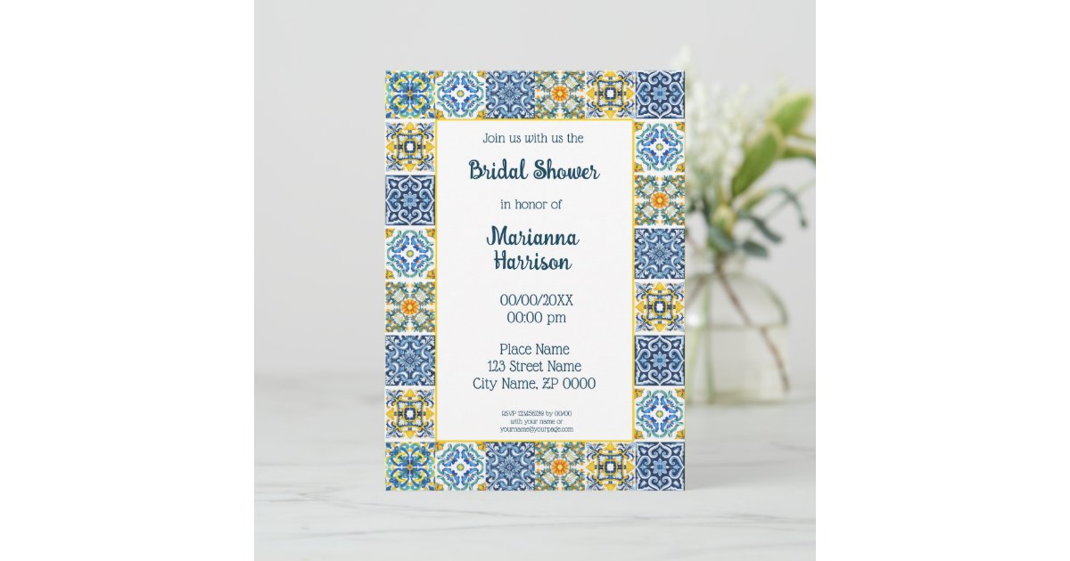 Mexican Talavera Design Bridal Shower Invitation | Zazzle