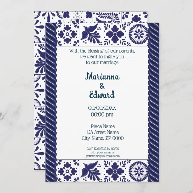 Mexican Talavera Design Wedding Invitation | Zazzle