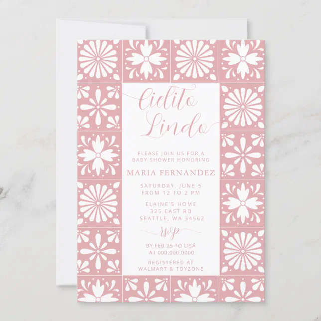 Mexican Talavera Pink Cielito Lindo Baby Shower Invitation | Zazzle