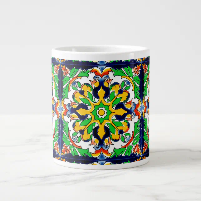 Mexican Talavera Terracotta Tile Design No. 4 Giant Coffee Mug | Zazzle