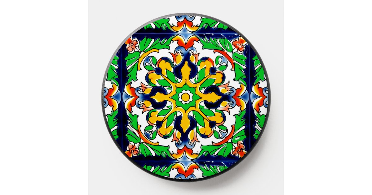 Mexican Talavera Terracotta Tile Design No. 4 PopSocket | Zazzle