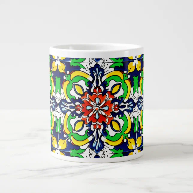 Mexican Talavera Terracotta Tile Design No. 7 Giant Coffee Mug | Zazzle