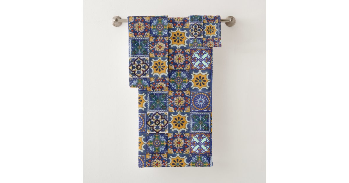Mexican Talavera Tiles Bath Towel Set | Zazzle