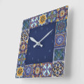 Mexican Talavera Tiles Square Wall Clock | Zazzle