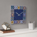 Mexican Talavera Tiles Square Wall Clock | Zazzle