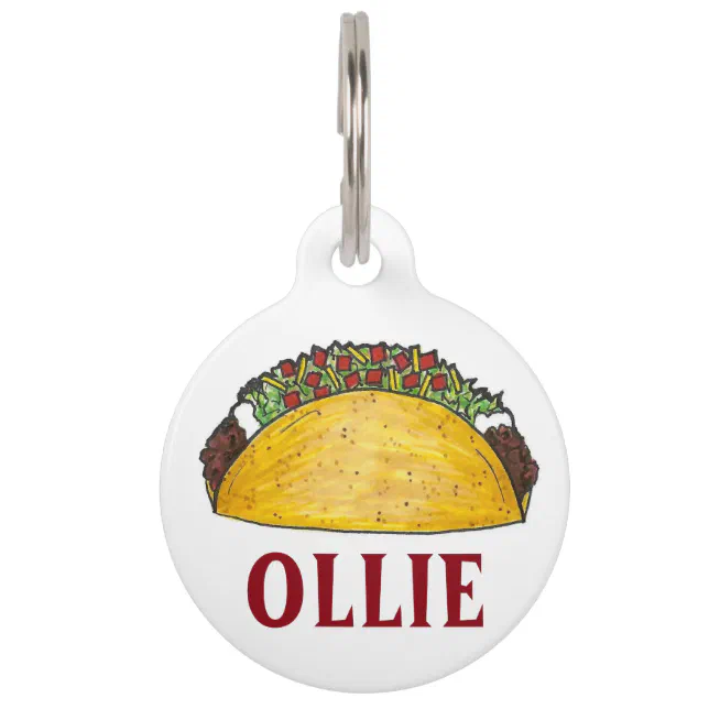 Mexican Tex Mex Food Corn Taco Tuesday Foodie Pet ID Tag | Zazzle