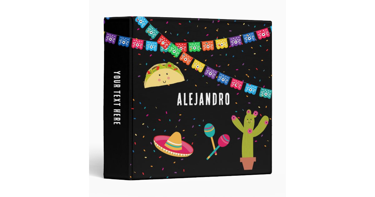 Mexican Theme Cute Colorful Tacos Summer Party 3 Ring Binder | Zazzle