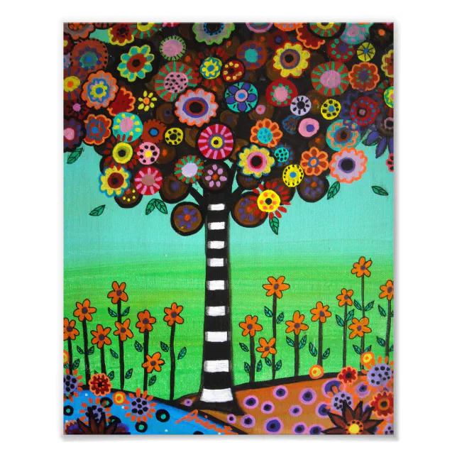 Mexican Tree of Life Flowers Painting Photo Print | Zazzle