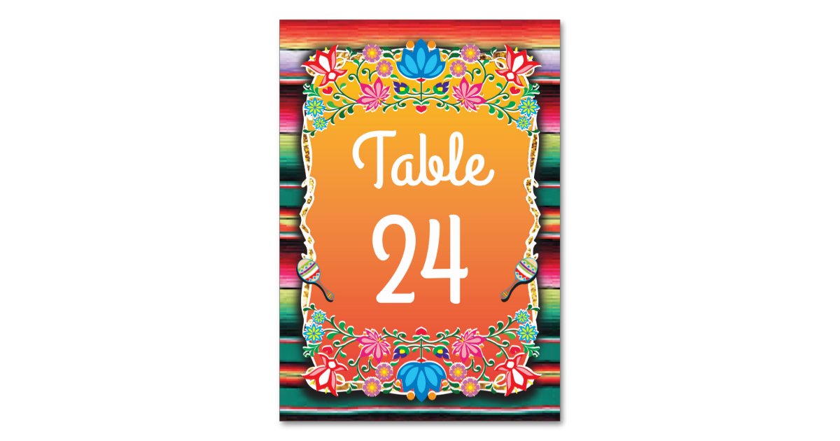 Mexican Wedding Fiesta table numbers | Zazzle