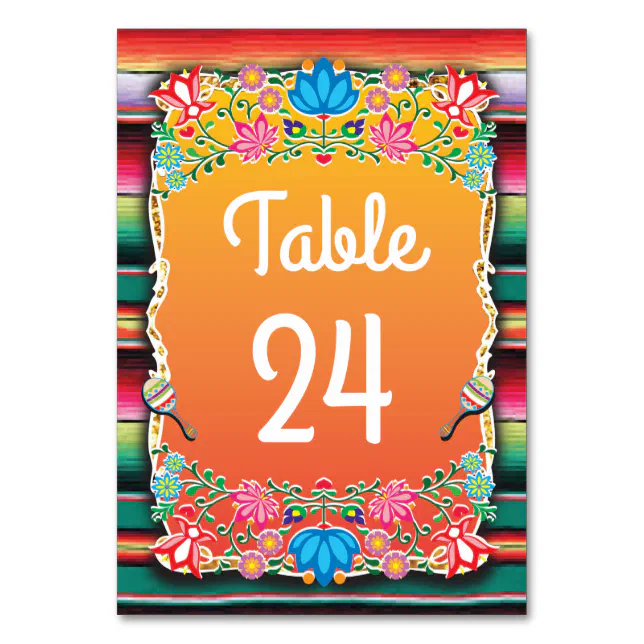 Mexican Wedding Fiesta table numbers | Zazzle
