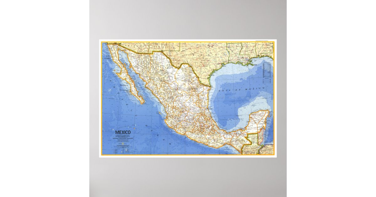 " Mexico: 1973 Classic MAP ... Poster | Zazzle