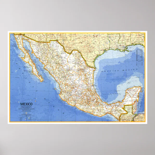 " Mexico: 1973 Classic MAP ... Poster | Zazzle