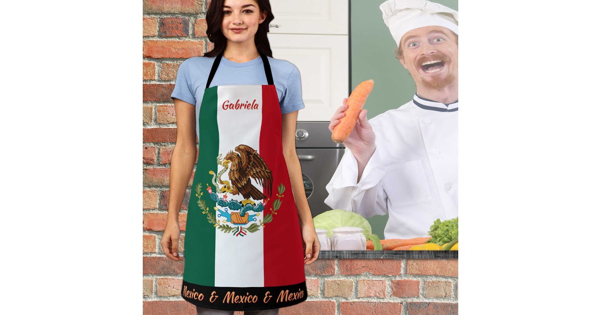 Mexico apron, Mexico, Mexican Flag Chefs kitchen Apron | Zazzle