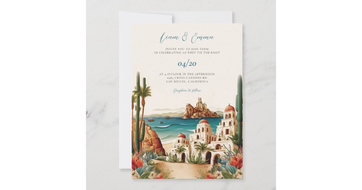 Mexico Cabo San Lucas Destination wedding Invitation | Zazzle